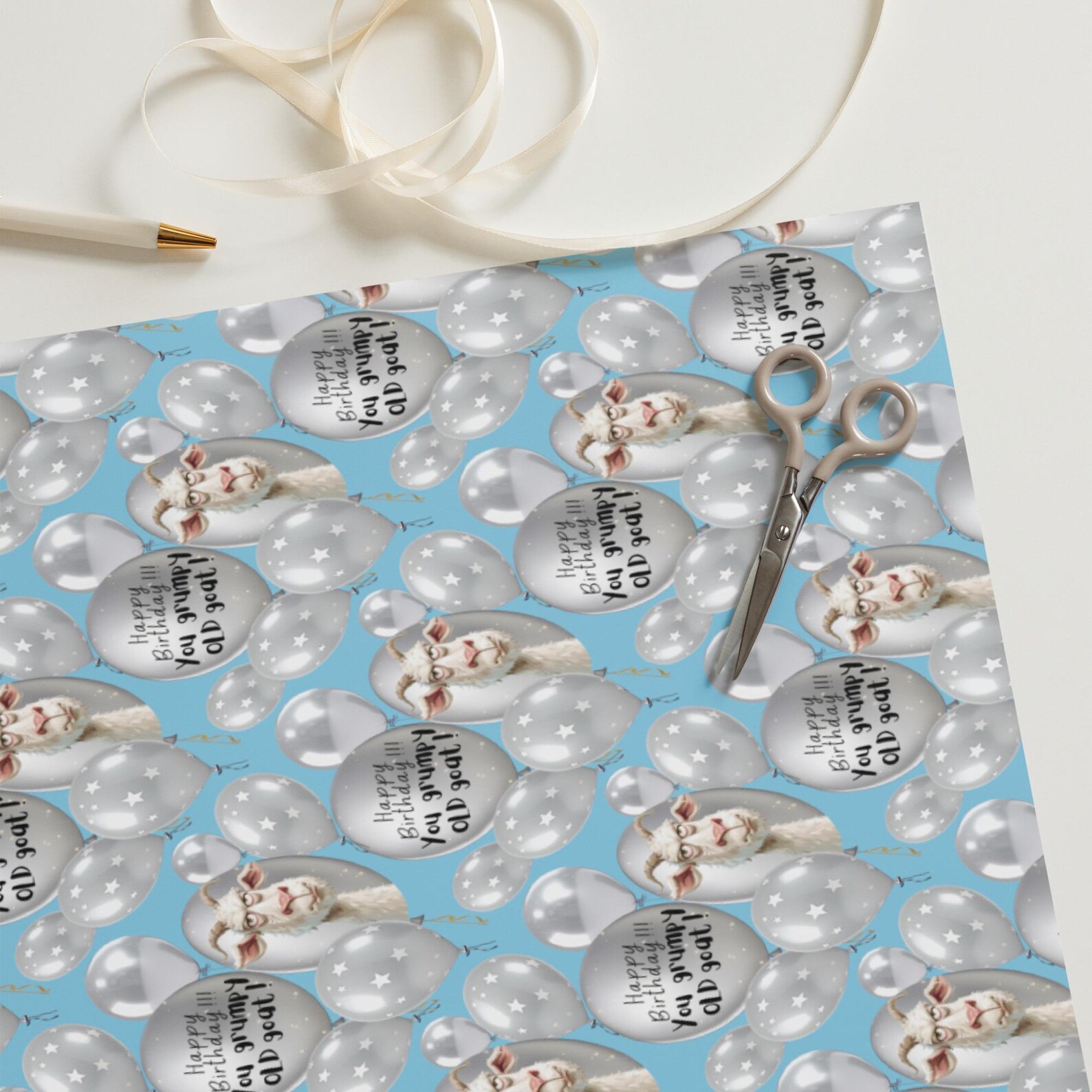 Happy Birthday You Grumpy Old Goat Wrapping Paper Sheets Novelty Funny ...