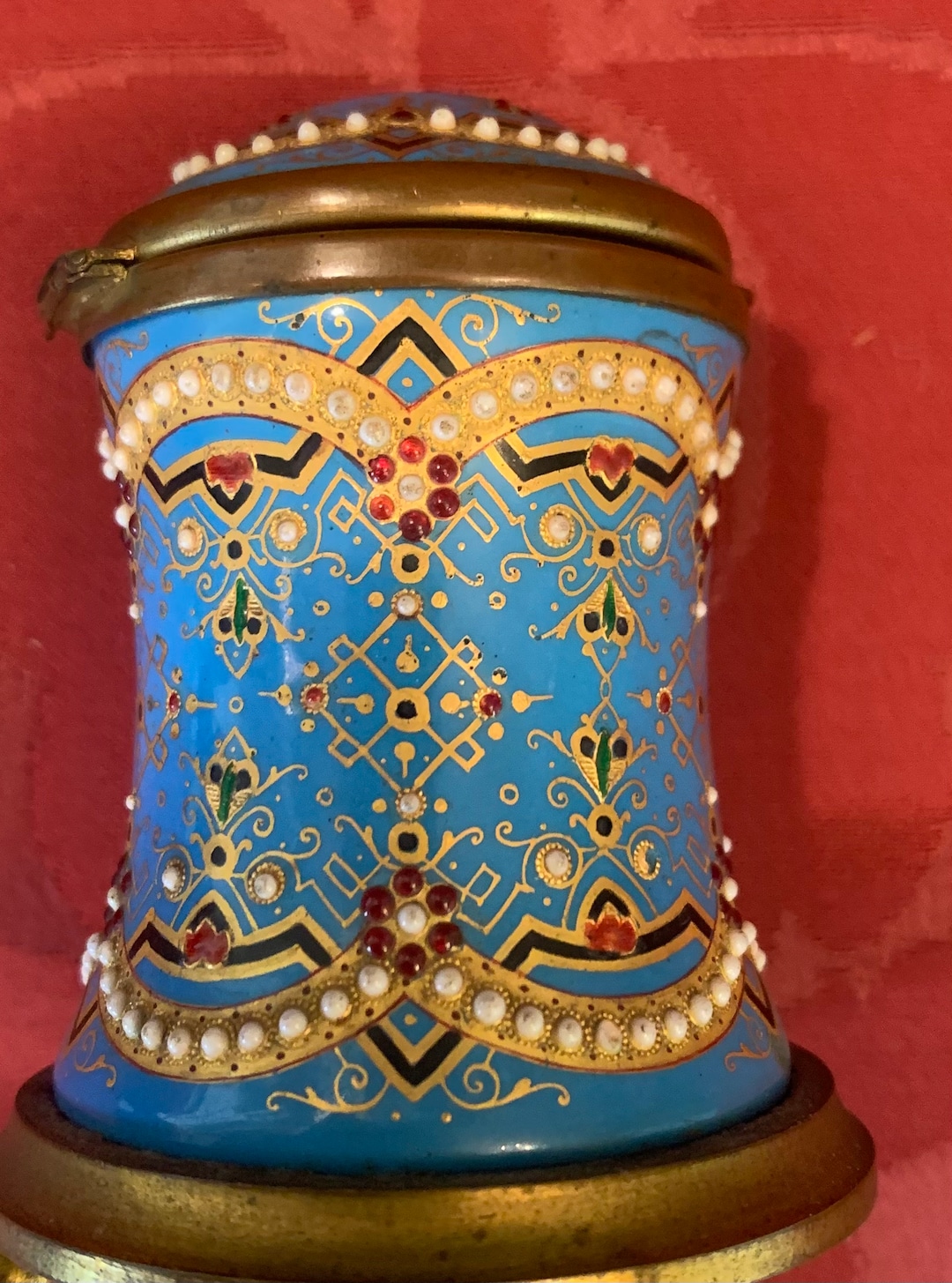 Vintage French Champleve Enamel Bronze Inkwell - Etsy