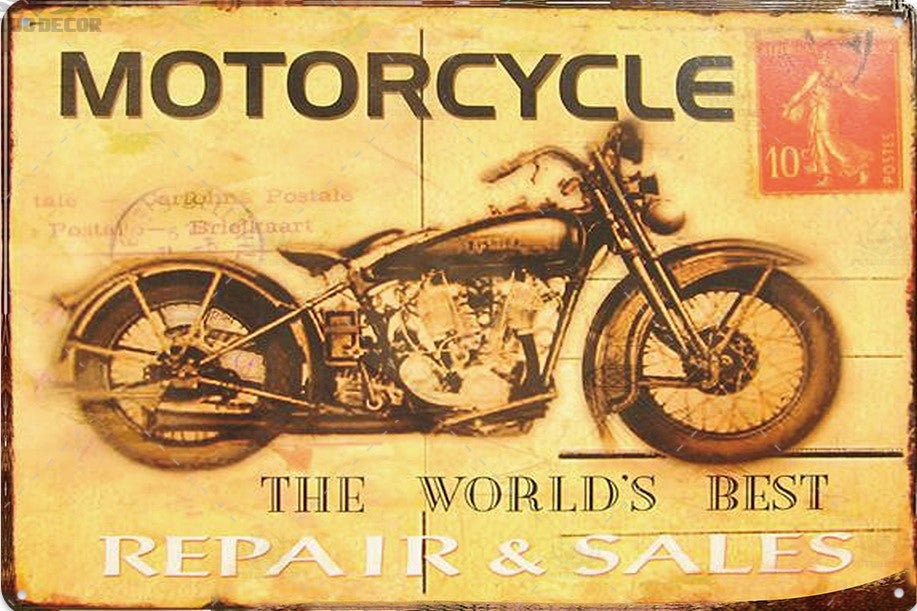 Vintage Motorcycle Tin Signs 9 Varieties Available Nostalgic Wall Decor ...