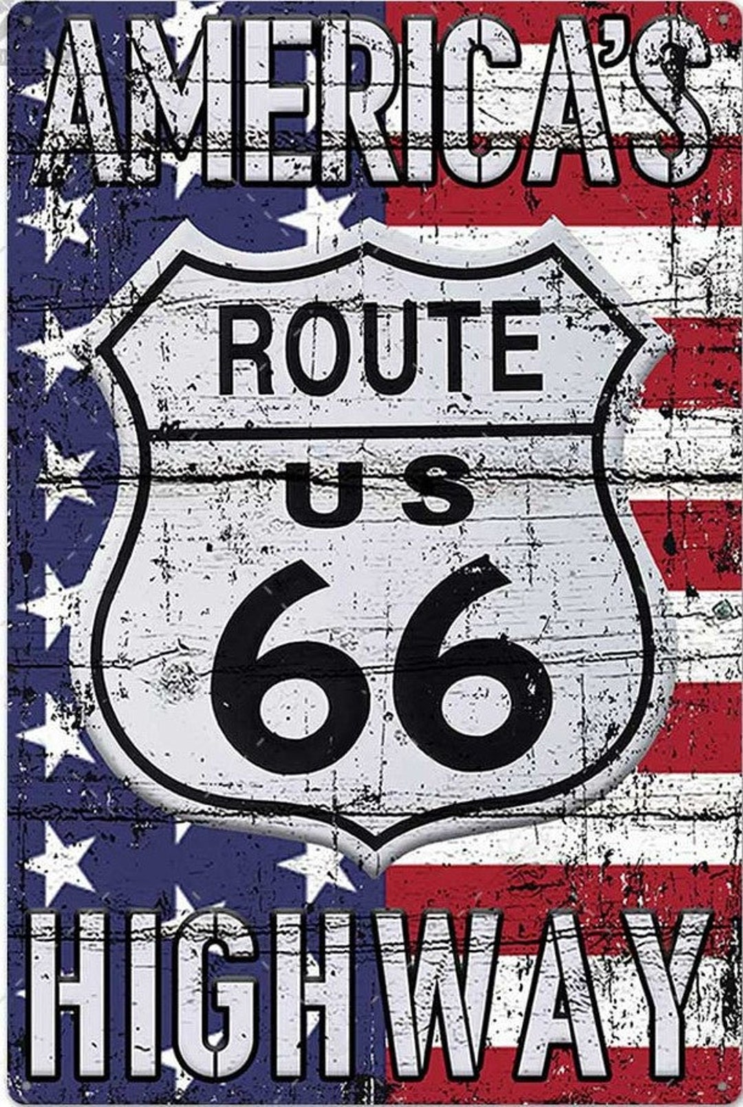 Route 66 Vintage Tin Signs 10 Varieties Available Nostalgic Wall Decor ...