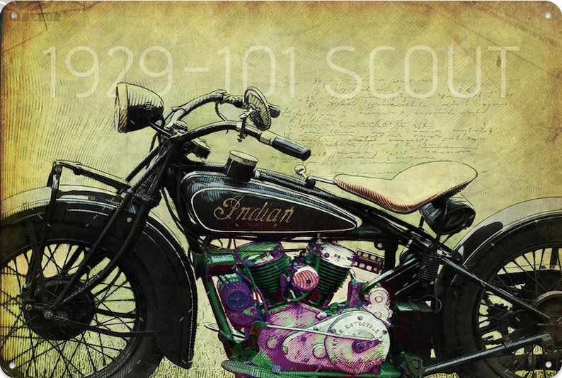 Vintage Motorcycle Tin Signs 9 Varieties Available Nostalgic Wall Decor ...