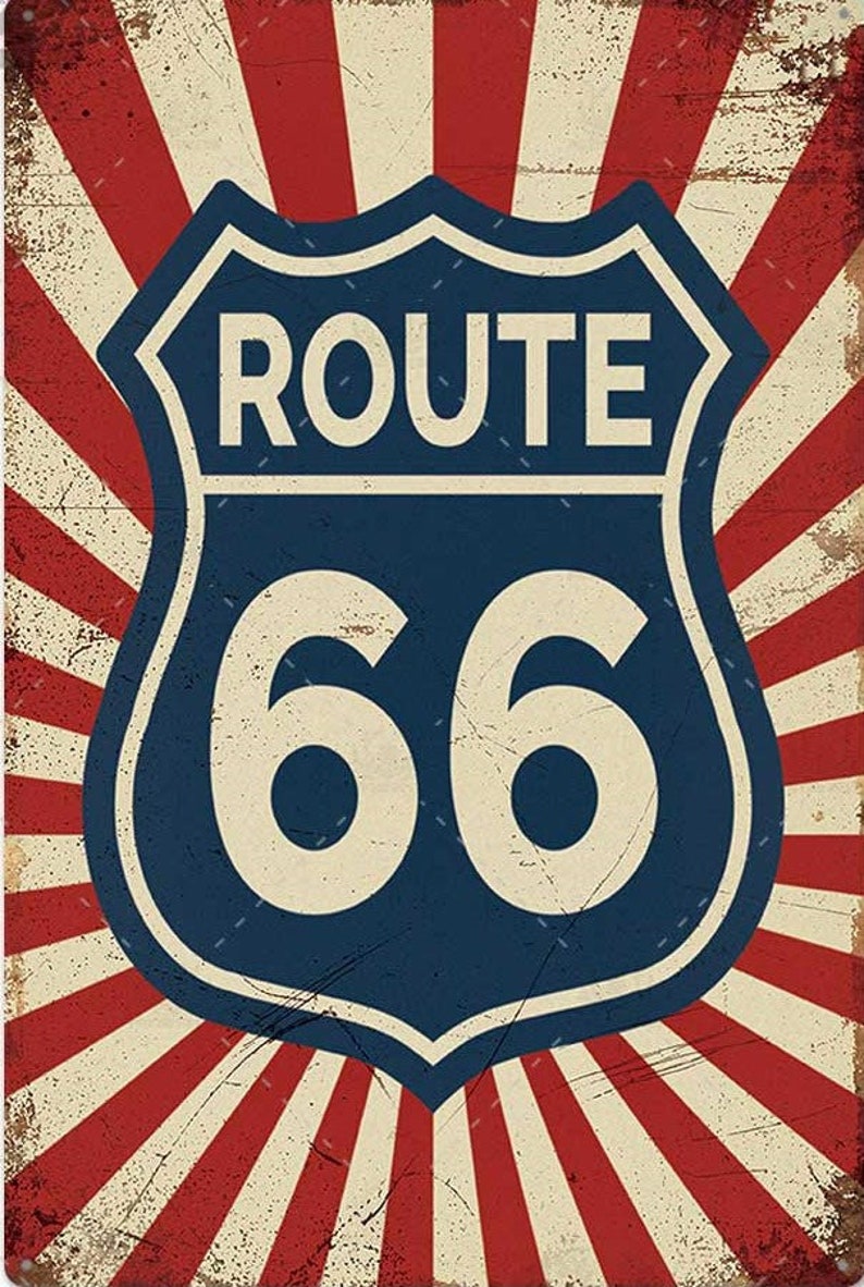Route 66 Vintage Tin Signs 10 Varieties Available Nostalgic Wall Decor ...
