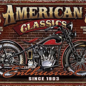 Vintage Motorcycle Tin Signs 9 Varieties Available Nostalgic Wall Decor ...