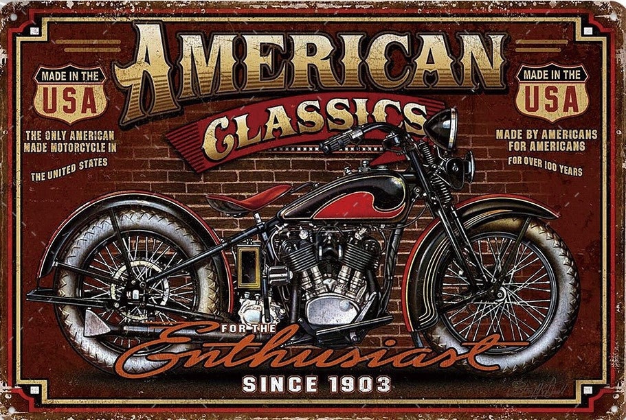 Vintage Motorcycle Tin Signs at James Engel blog