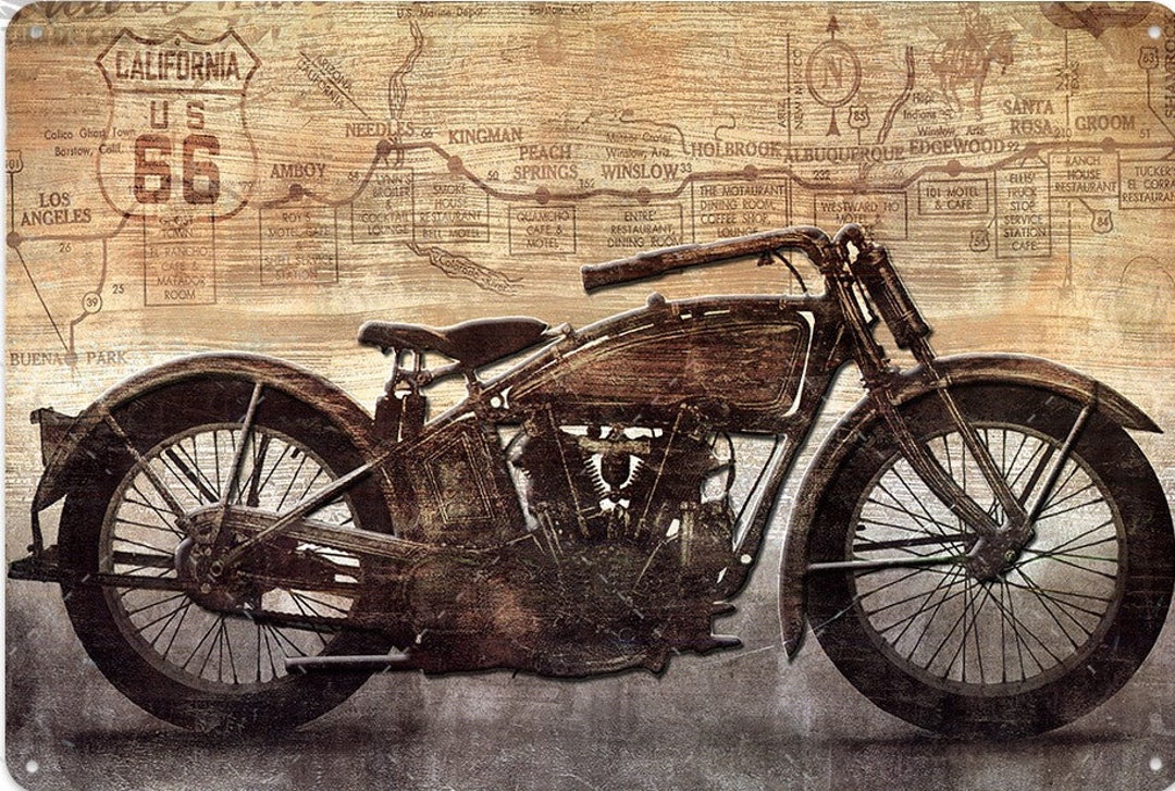 Vintage Motorcycle Tin Signs 9 Varieties Available Nostalgic Wall Decor ...