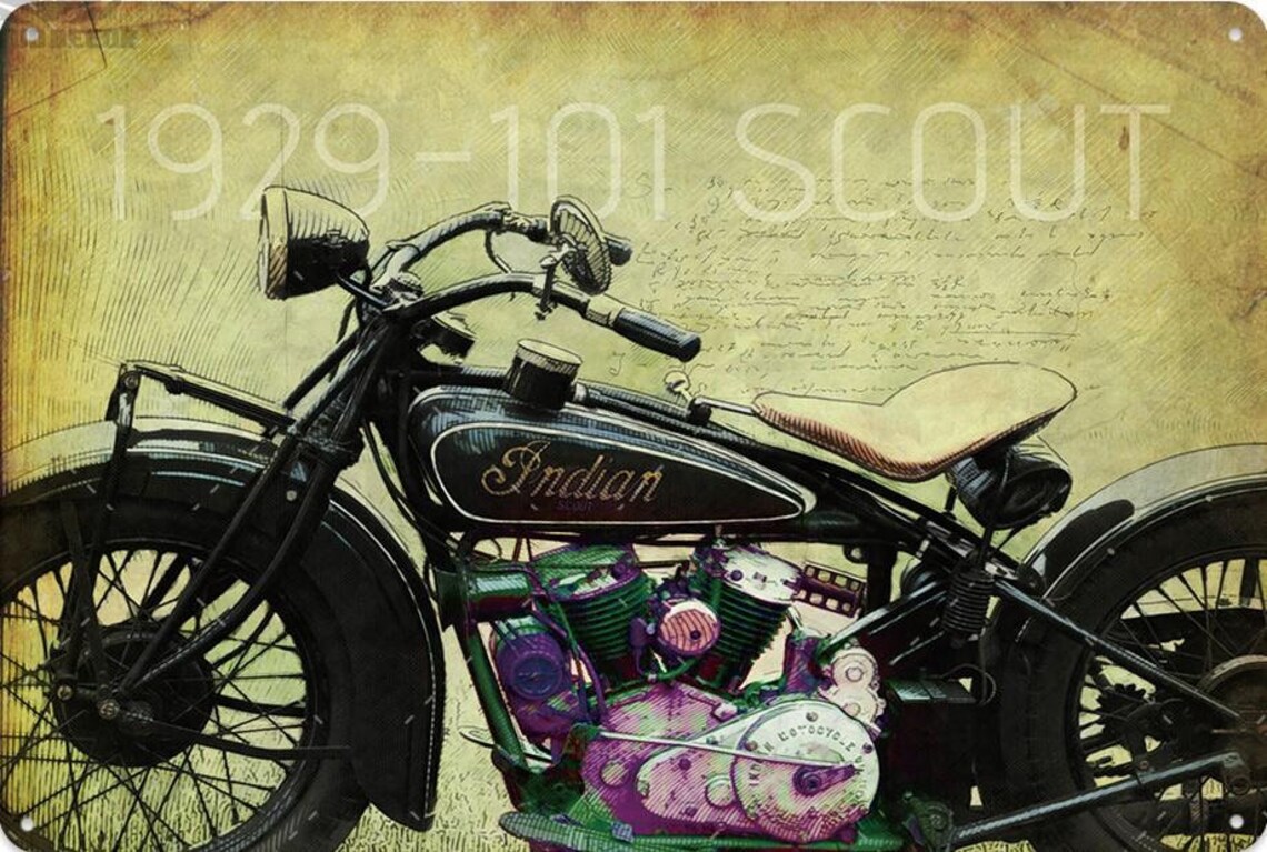 Vintage Motorcycle Tin Signs 9 Varieties Available Nostalgic | Etsy