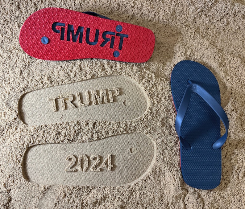 TRUMP 2024 Flip Flops With Sand Imprint - Many Colors to Choose From - Etsy