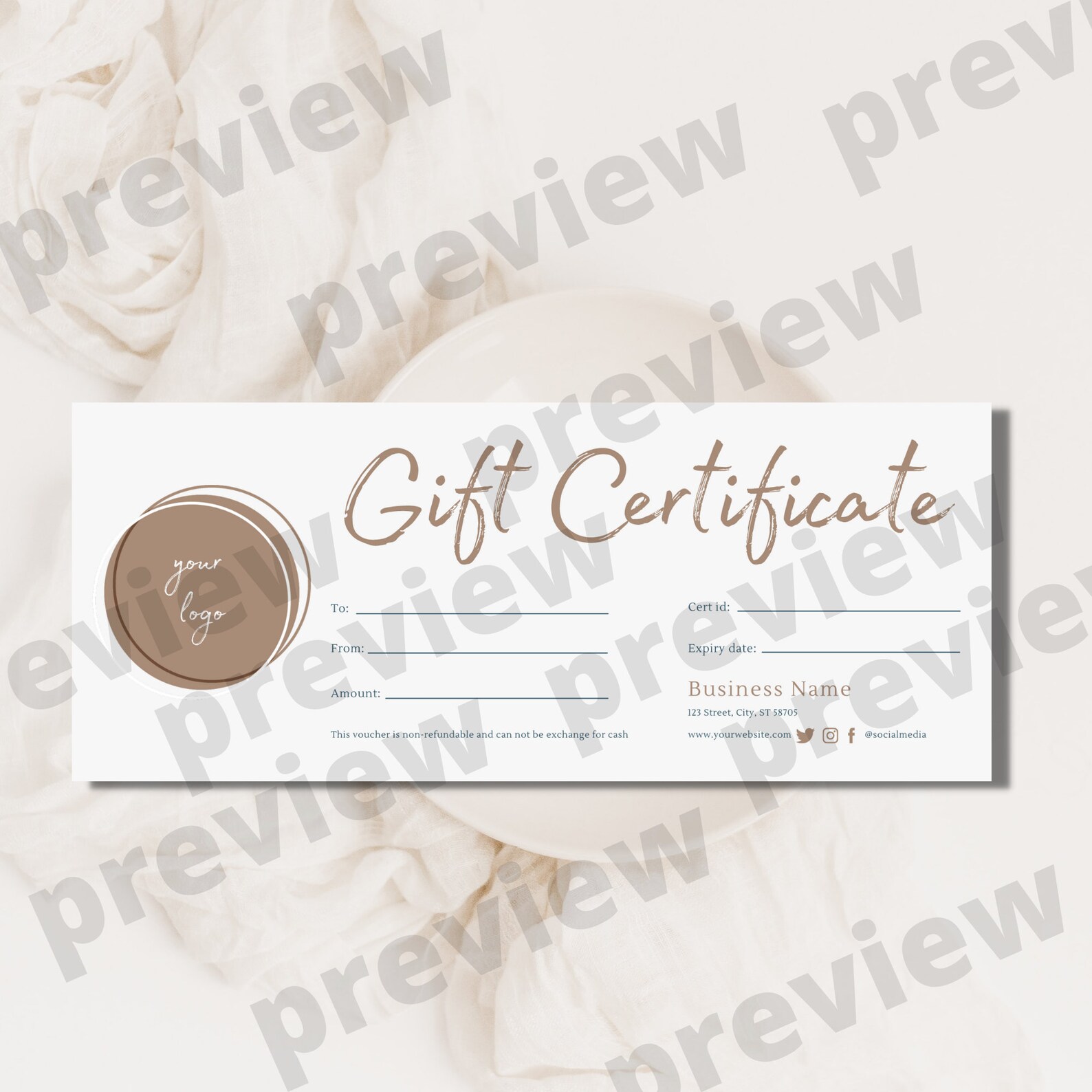 BOHO Gift Certificate Template With Logo Printable/diy - Etsy