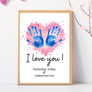 I Love You DIY Handprint Art, Heart Love, Kids Handprint Craft, Gift ...