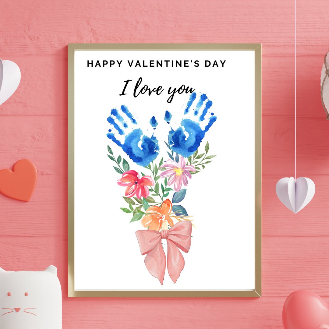 Valentine's Day Craft DIY Flower Handprint Craft Love - Etsy