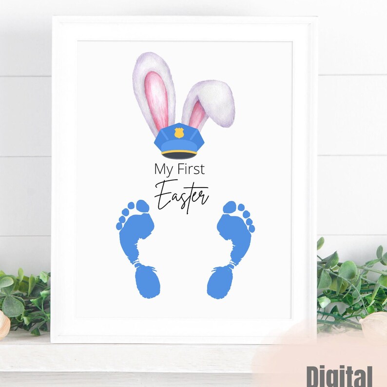 My First Easter Baby Police Footprint Art Police Officer Baby - Etsy