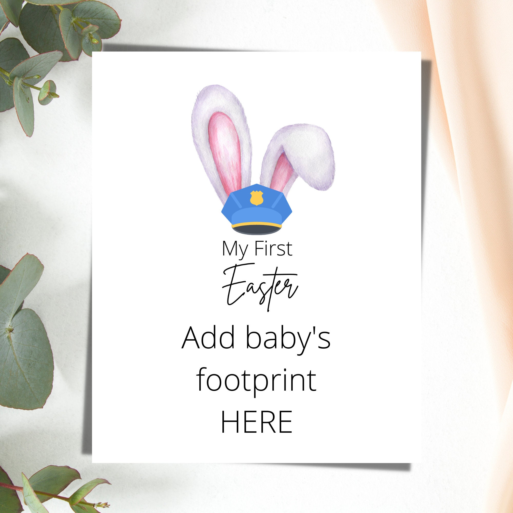 My First Easter Baby Police Footprint Art, Police Officer Baby Gift ...