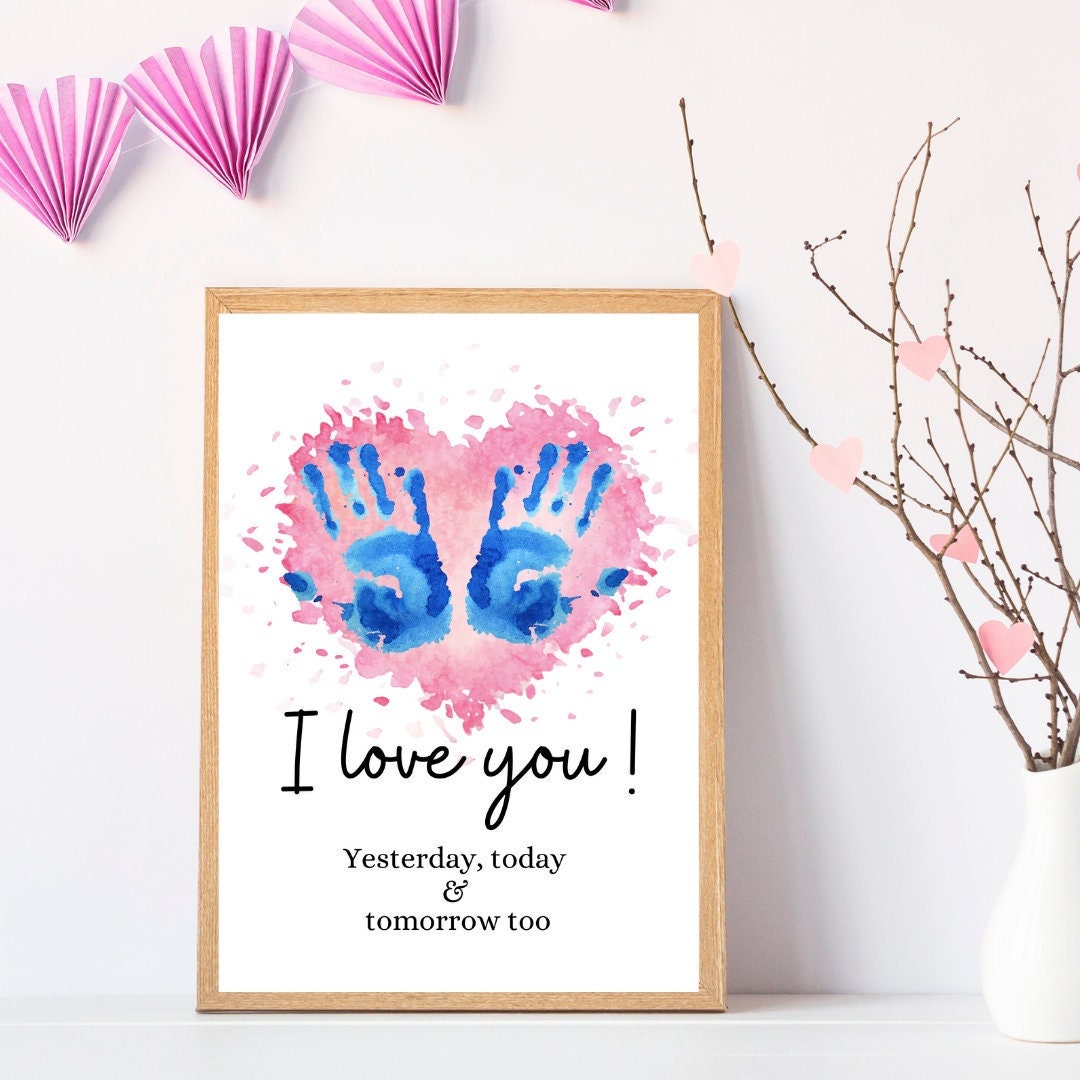 I Love You DIY Handprint Art, Heart Love, Kids Handprint Craft, Gift ...