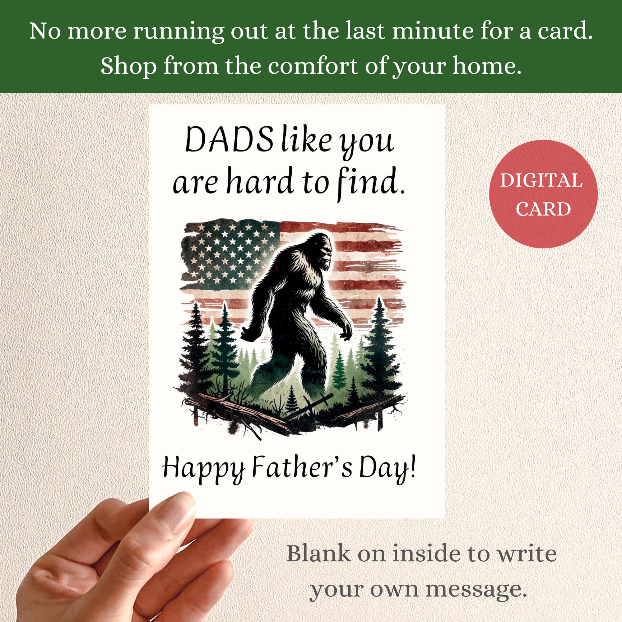 Bigfoot Father's Day Card & Envelope, Sasquatch Card, Dads Like You Are ...