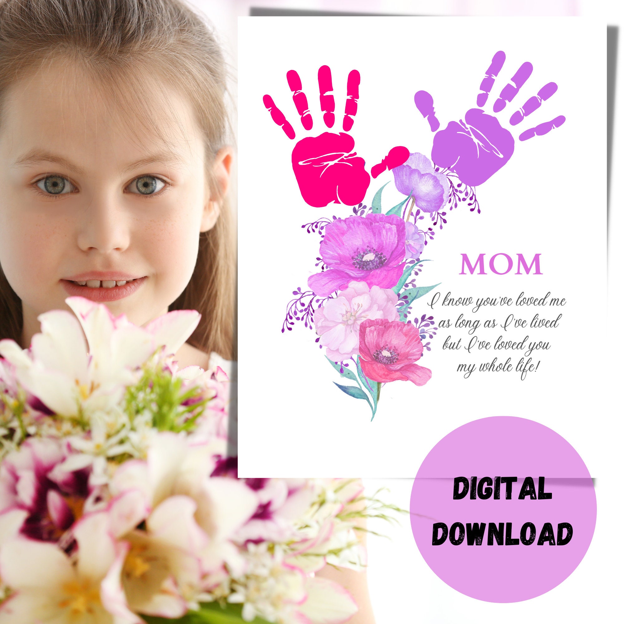 Mom Poem Gift Flower Handprint Craft Art Floral Bouquet - Etsy