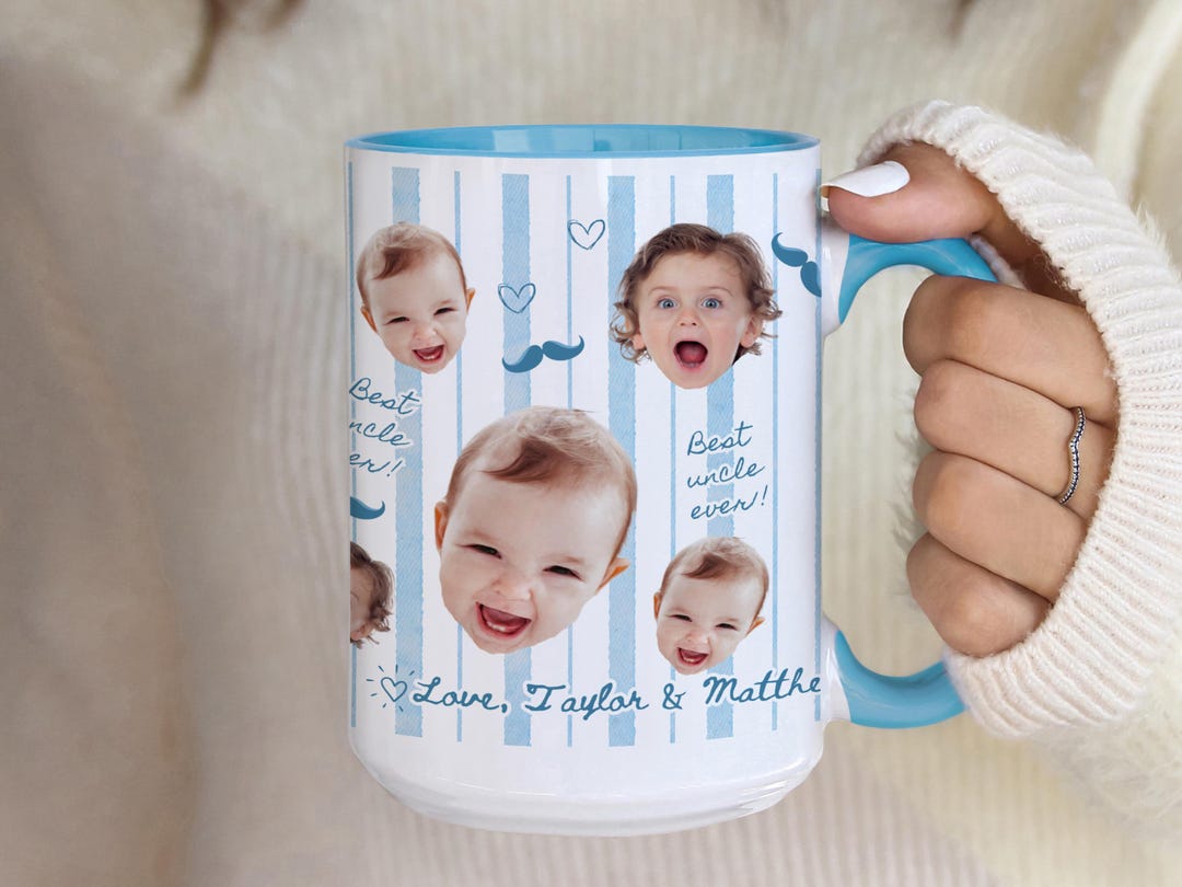 Personalized Baby Face Uncle Mug, Custom Kids Photo Cup, Uncle Birthday ...