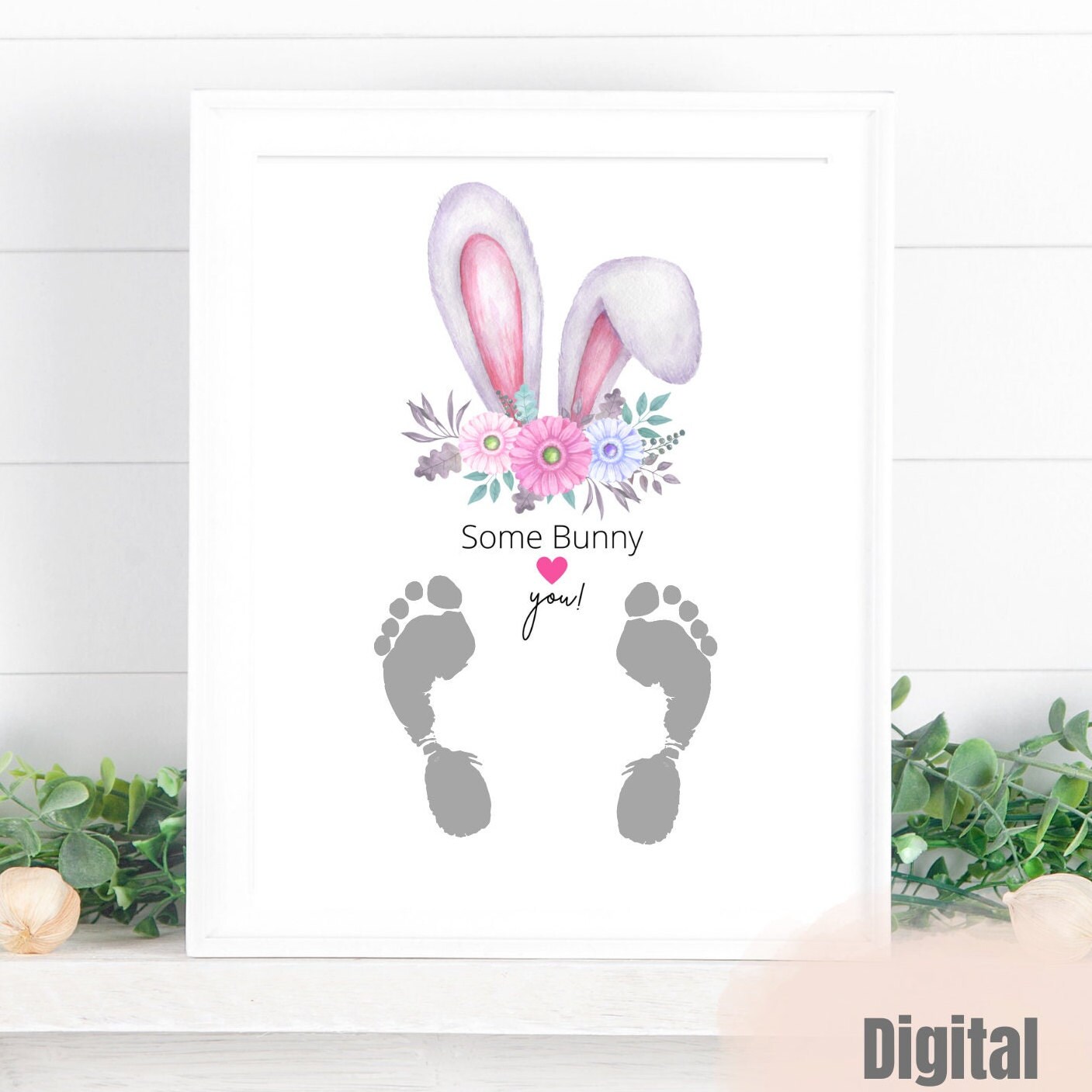Some Bunny Loves You, Footprint Art Easter Card, Easter Bunny Keepsake ...