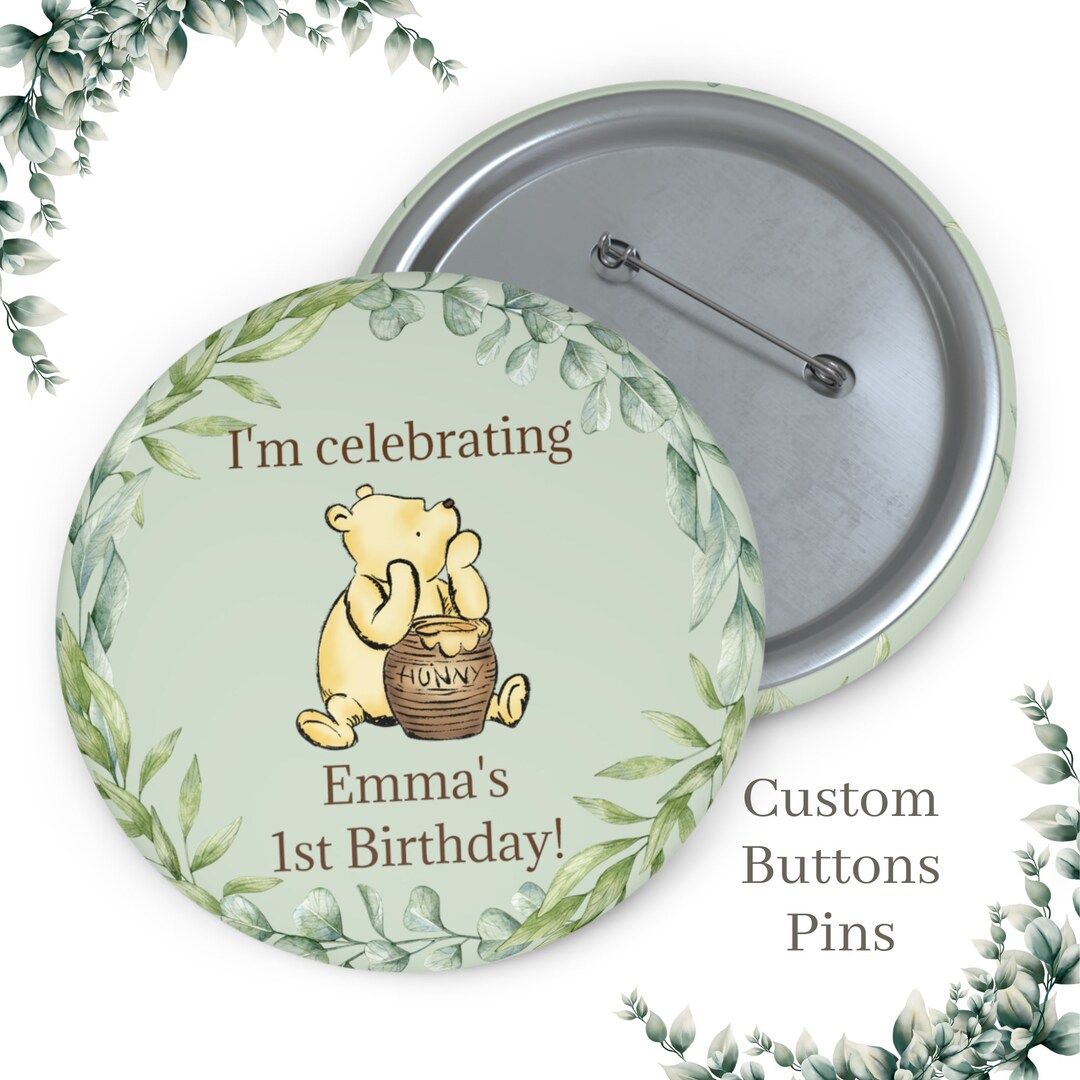 Pooh Inspired Celebrations Buttons, Custom Winnie the Pooh Birthday ...