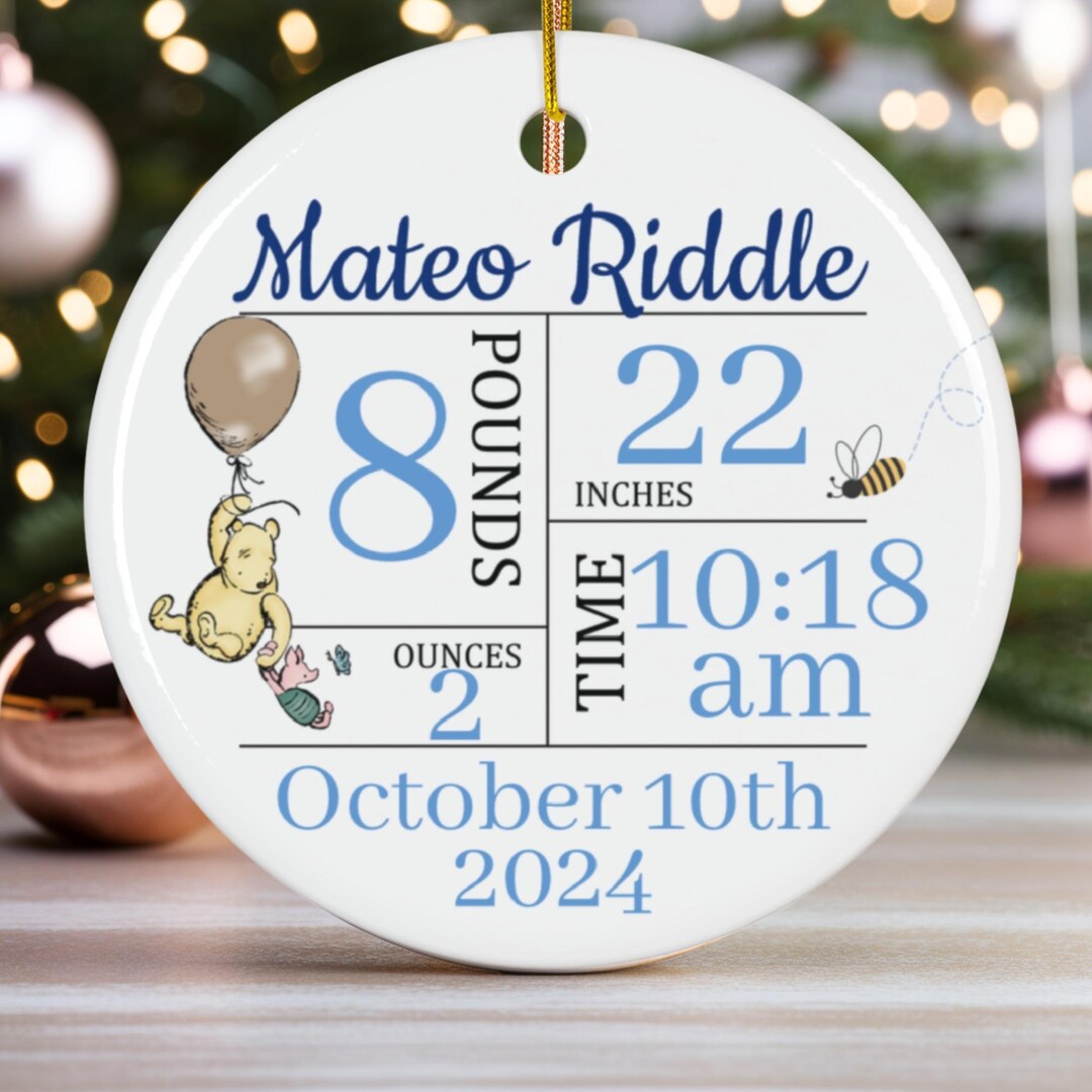 Custom Baby Boy Birth Announcement Ornament, Personalized Newborn Baby ...