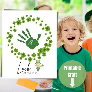 Luck of the Irish Printable, St Patrick's Day Handprint Art, Shamrock ...