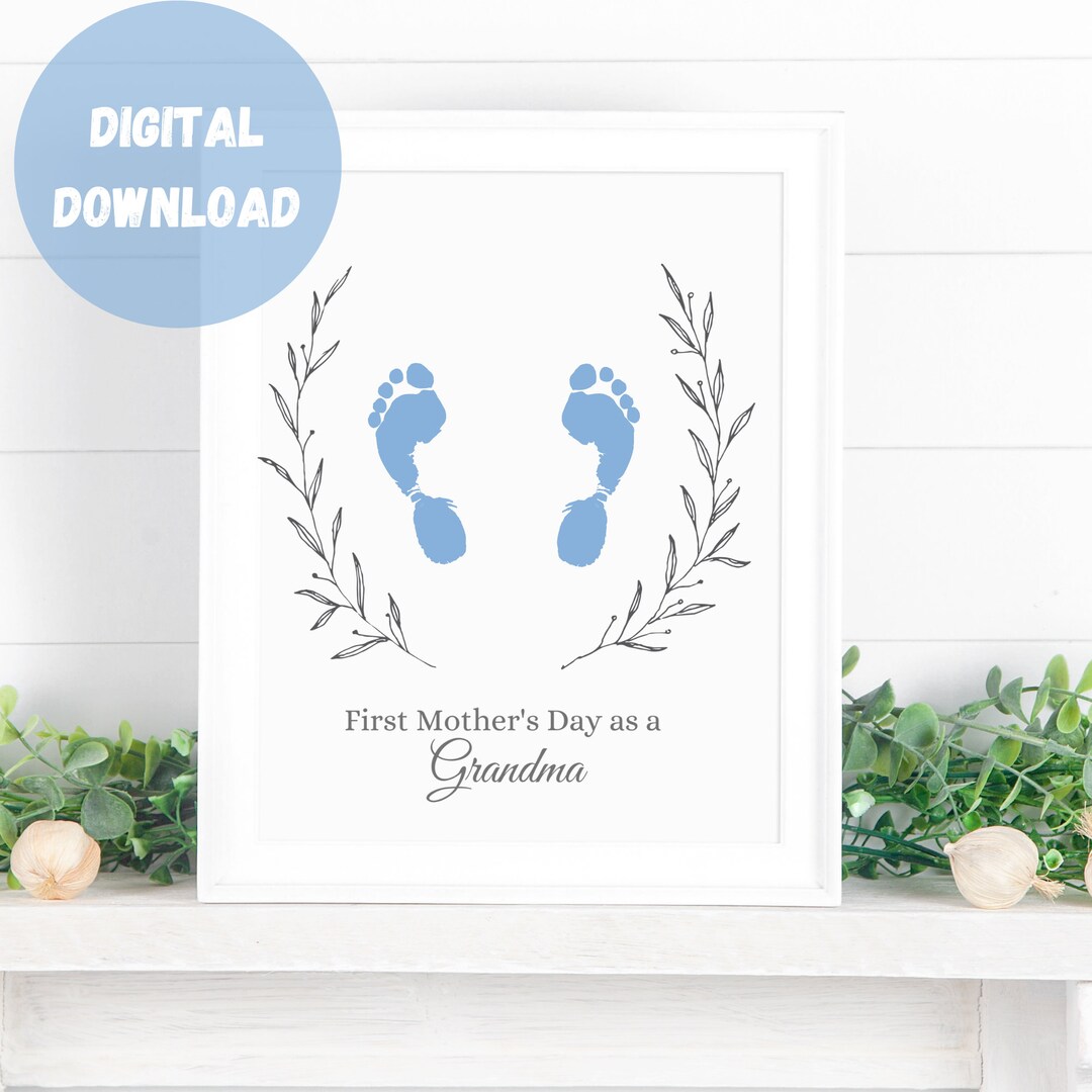 1st Mother's Day as a Grandma, Footprint Keepsake Card, Grandma Mother ...