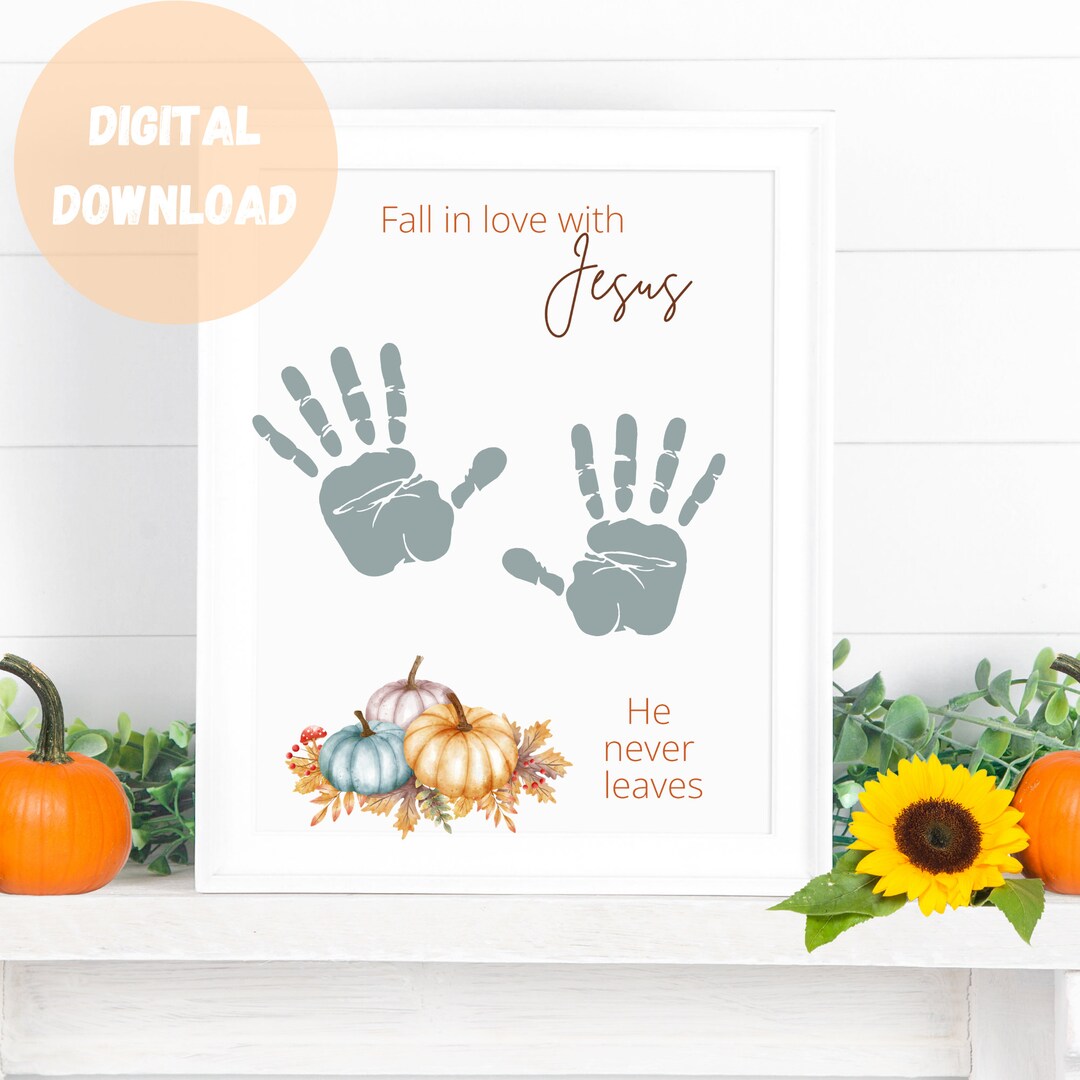 Fall Preschool Handprint, Printable Fall in Love With Jesus, Christian ...