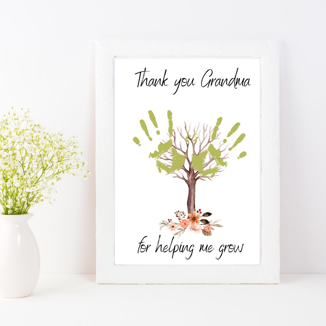 Watercolor Tree Handprint /fingerprint Art Thank You for - Etsy