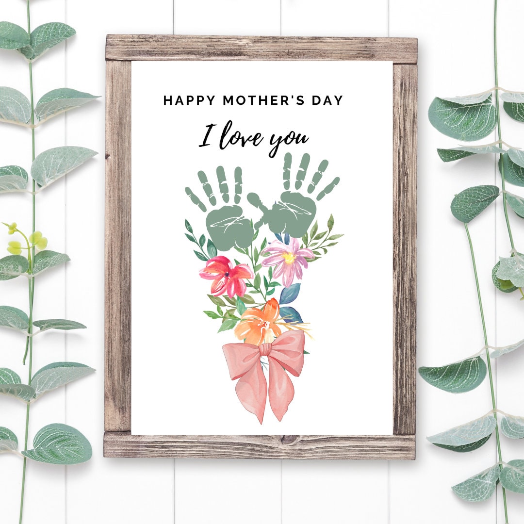 Mother's Day Craft DIY, Flower Handprint Craft, Love, Toddler Handprint ...
