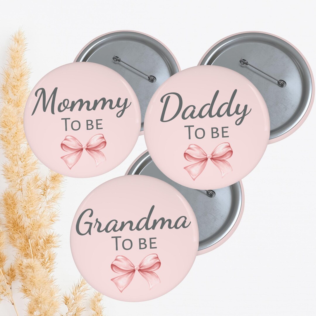 Pink Bow Pin Buttons, Coquette Party Favors, Custom Pin Back Buttons ...