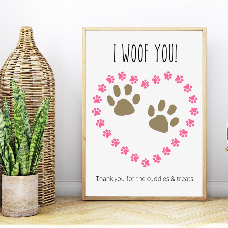 Gift for Pet Parent, I Woof You, DIY Paw Print Art, Gift From Dog, Dog ...