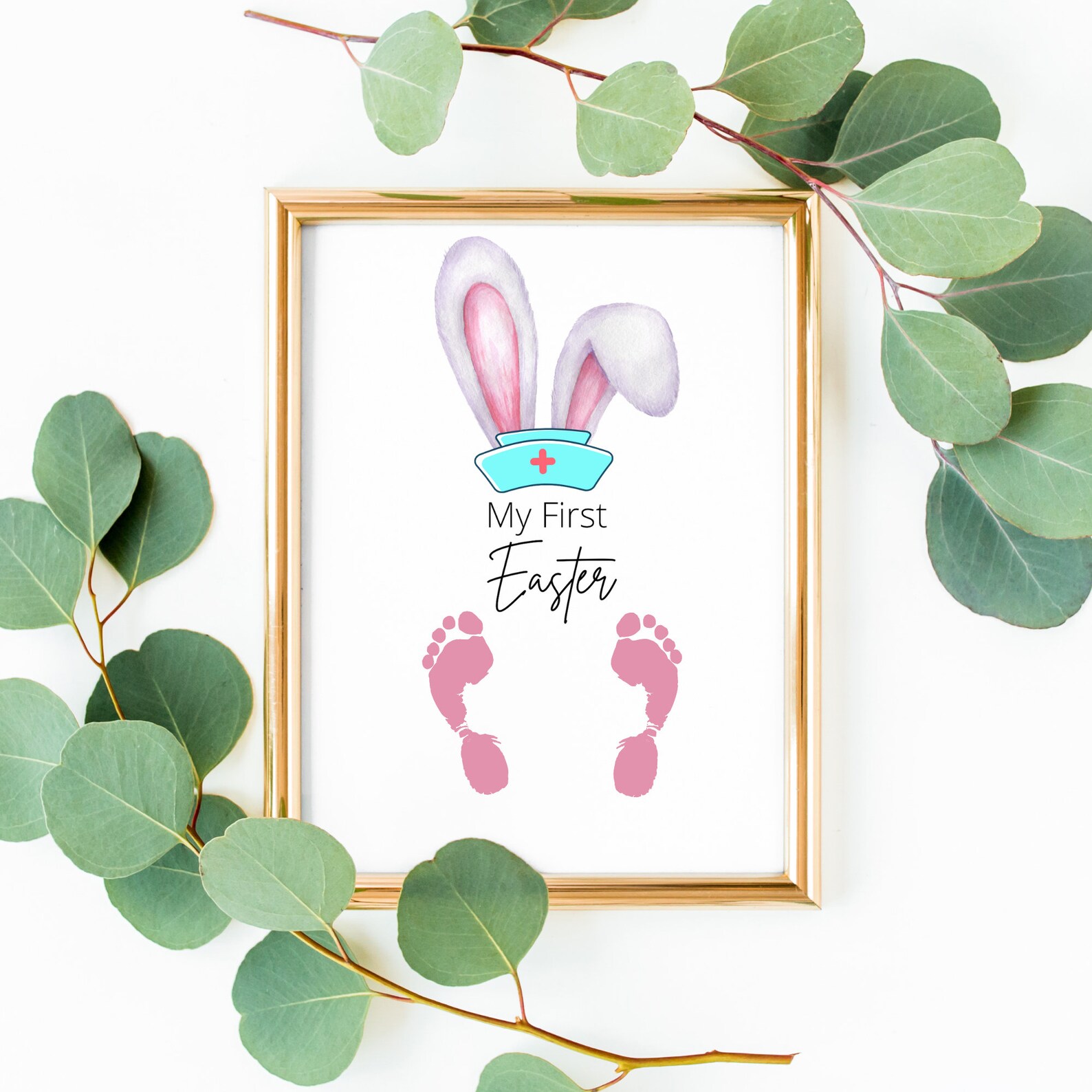 My First Easter Baby Nurse Footprint Art, Gift for Nurse Mom, Easter ...