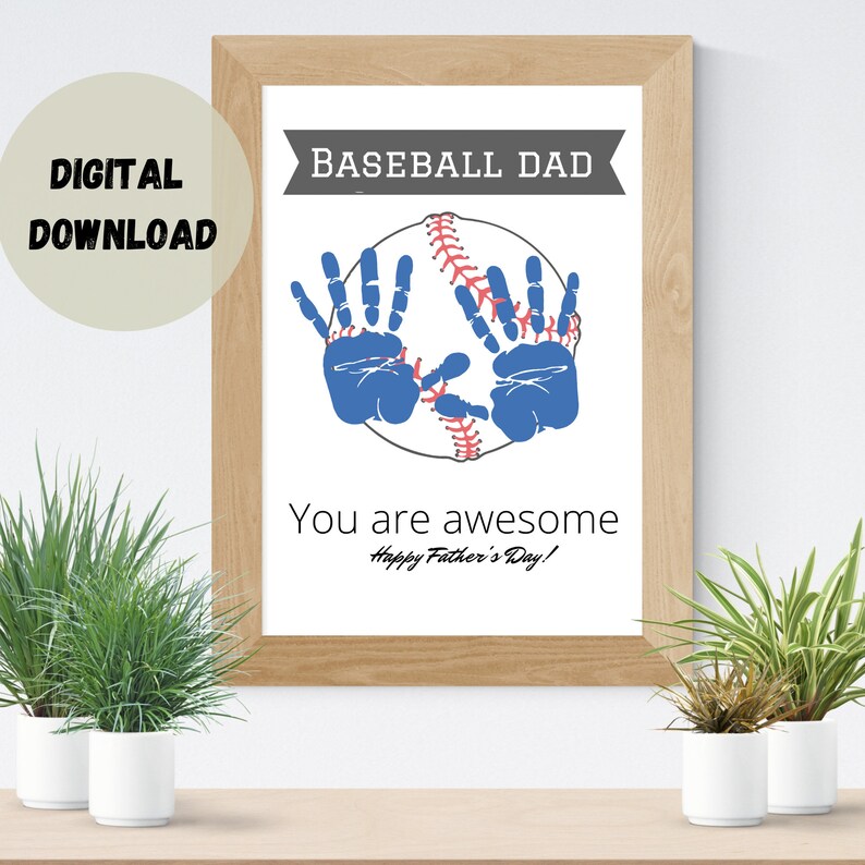 Baseball Dad Handprints Dad Gift From Son Sports Handprint - Etsy