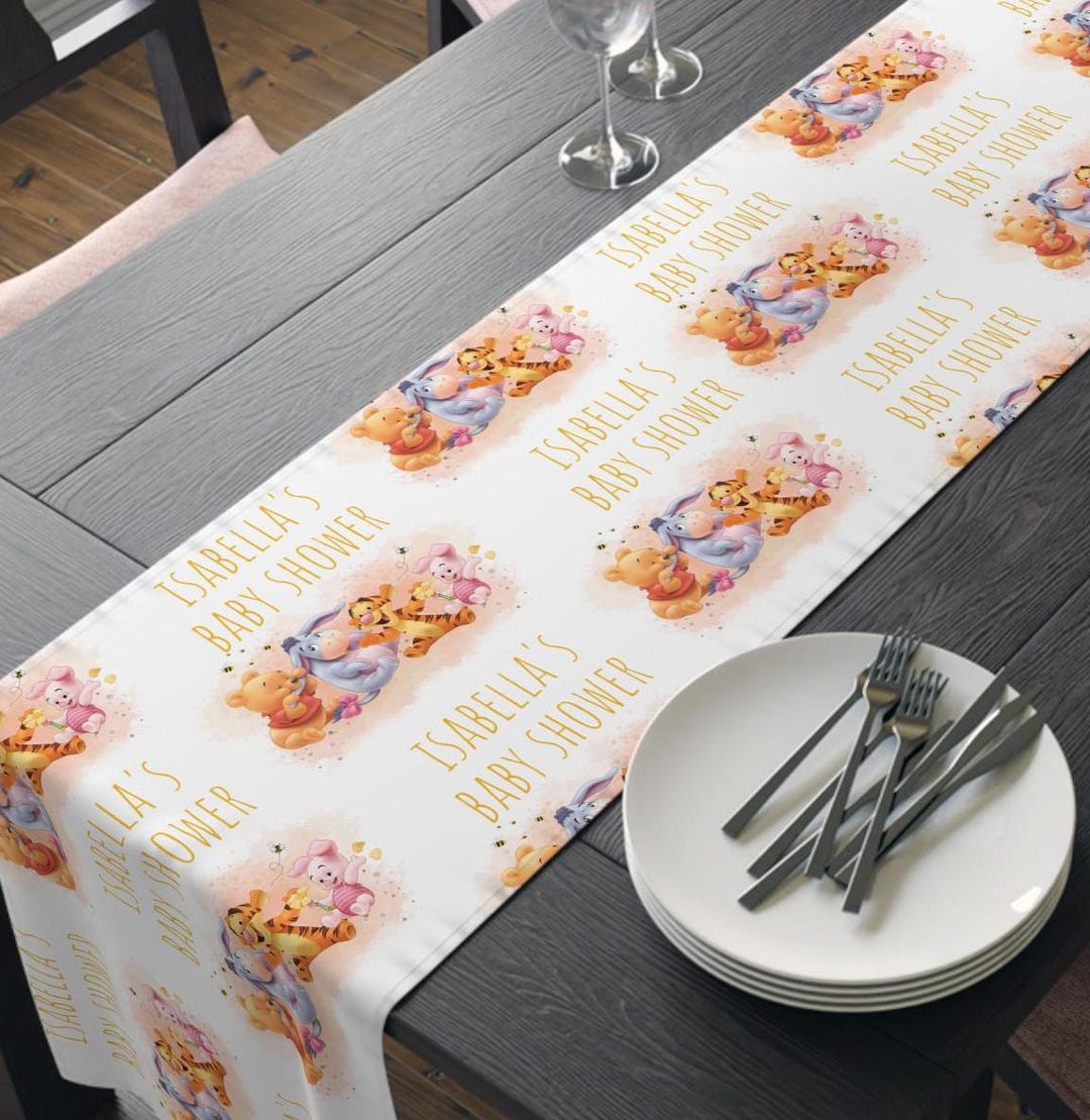 Custom Table Runner Baby Pooh & Friends, Baby Shower Table Decor ...