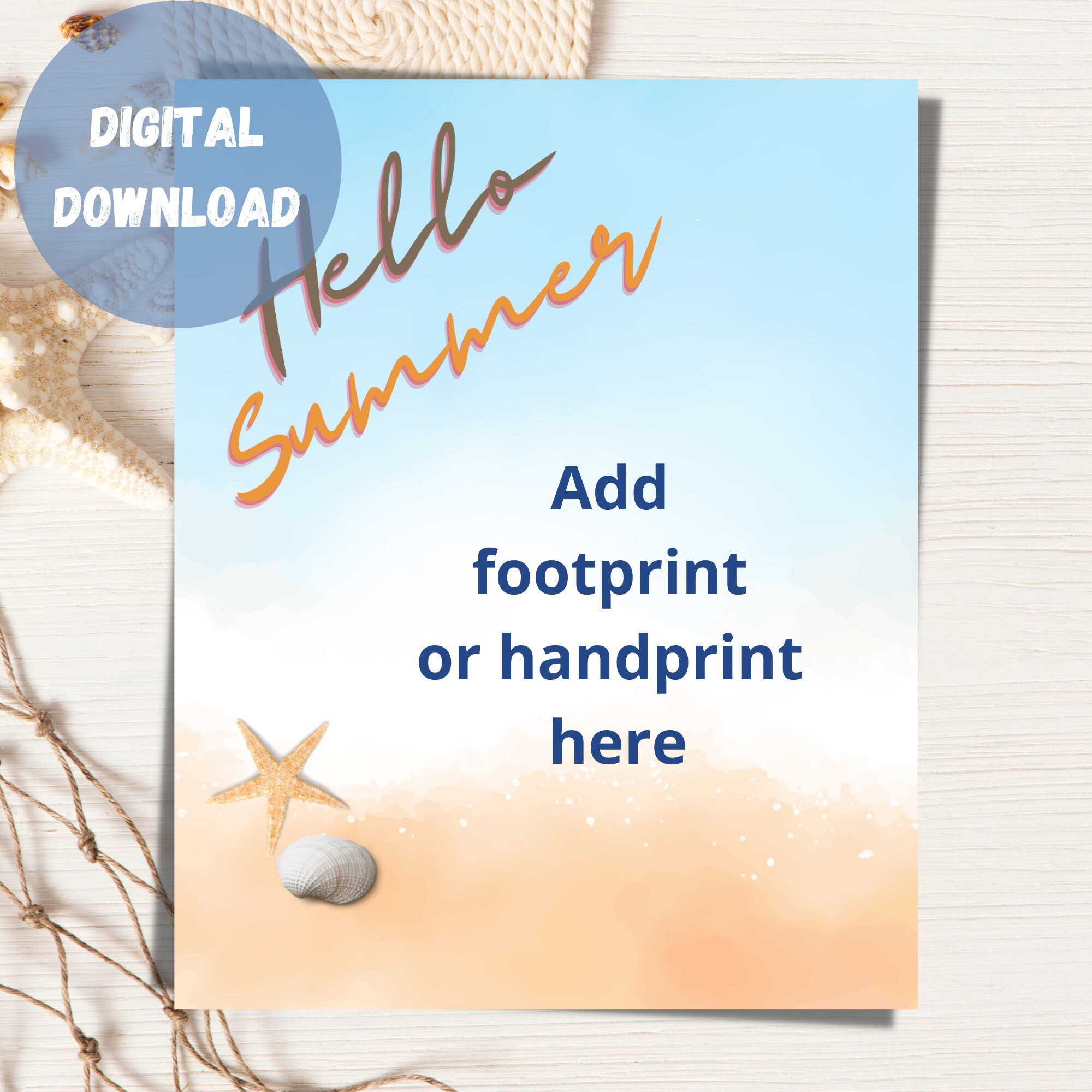 Hello Summer Footprint Art, Beach Footprint Art, Summer Handprint Craft ...