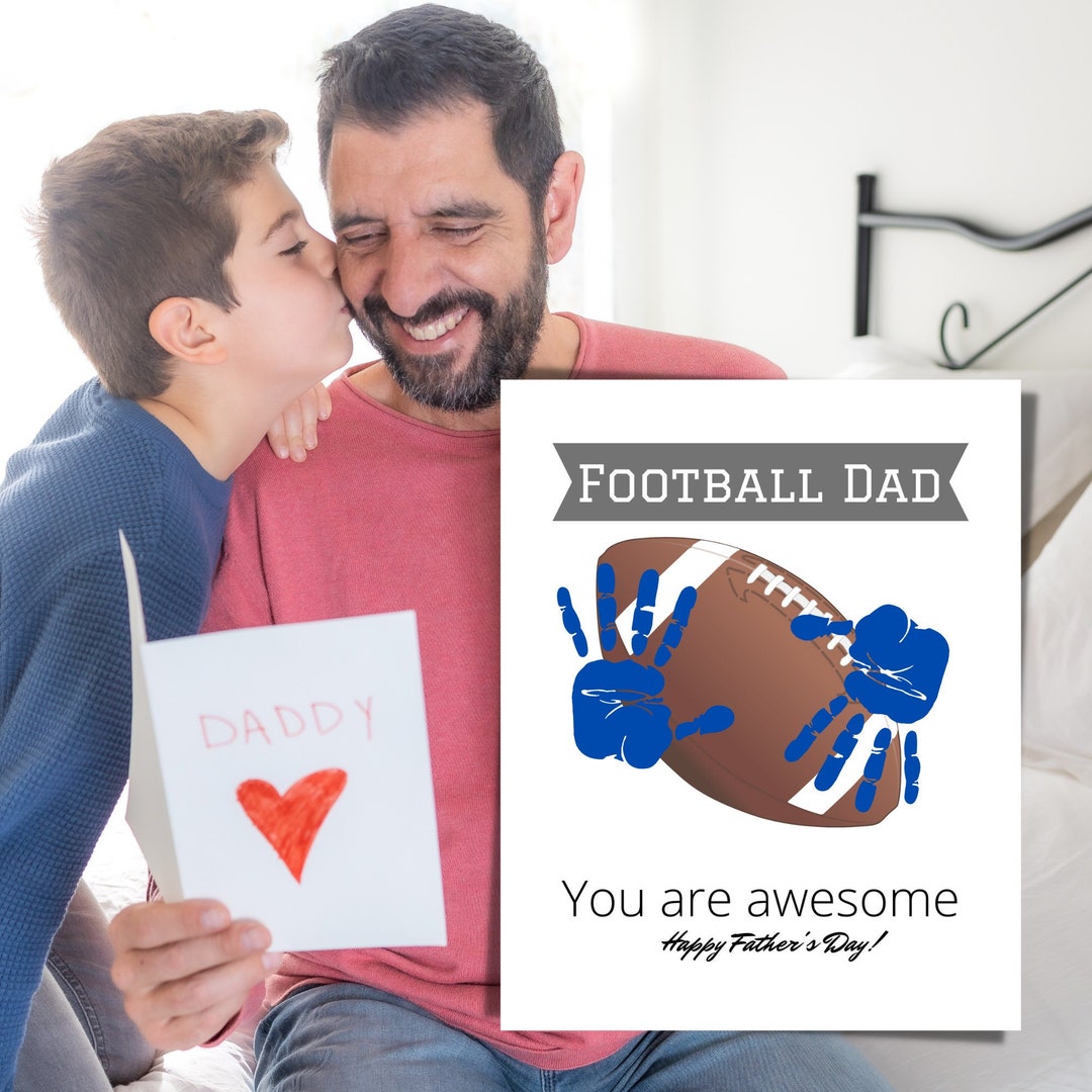 Football Dad Handprints, Sports Handprint, Dad Gift From Son, Printable ...
