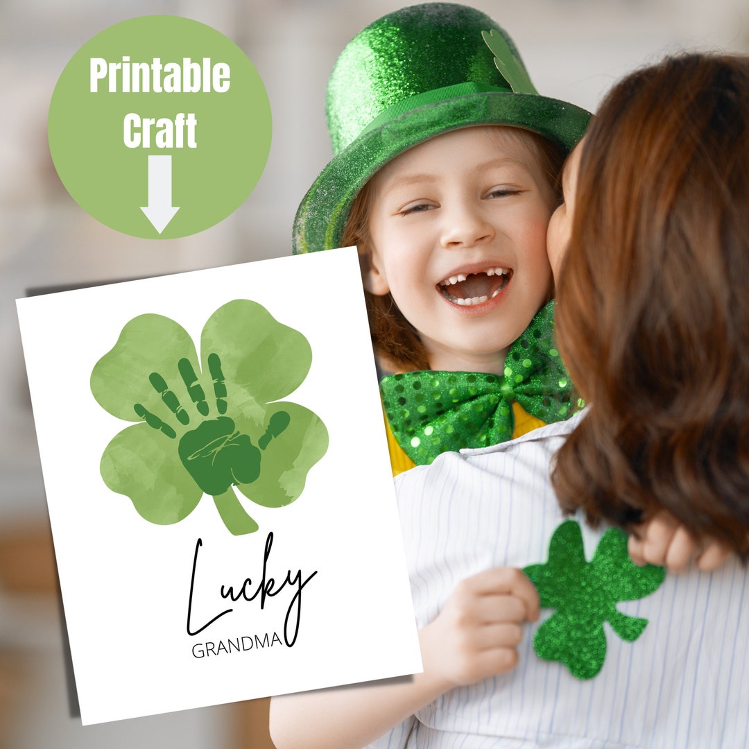 Lucky Grandma, Shamrock Handprint Keepsake, St Patrick's Day Handprint ...