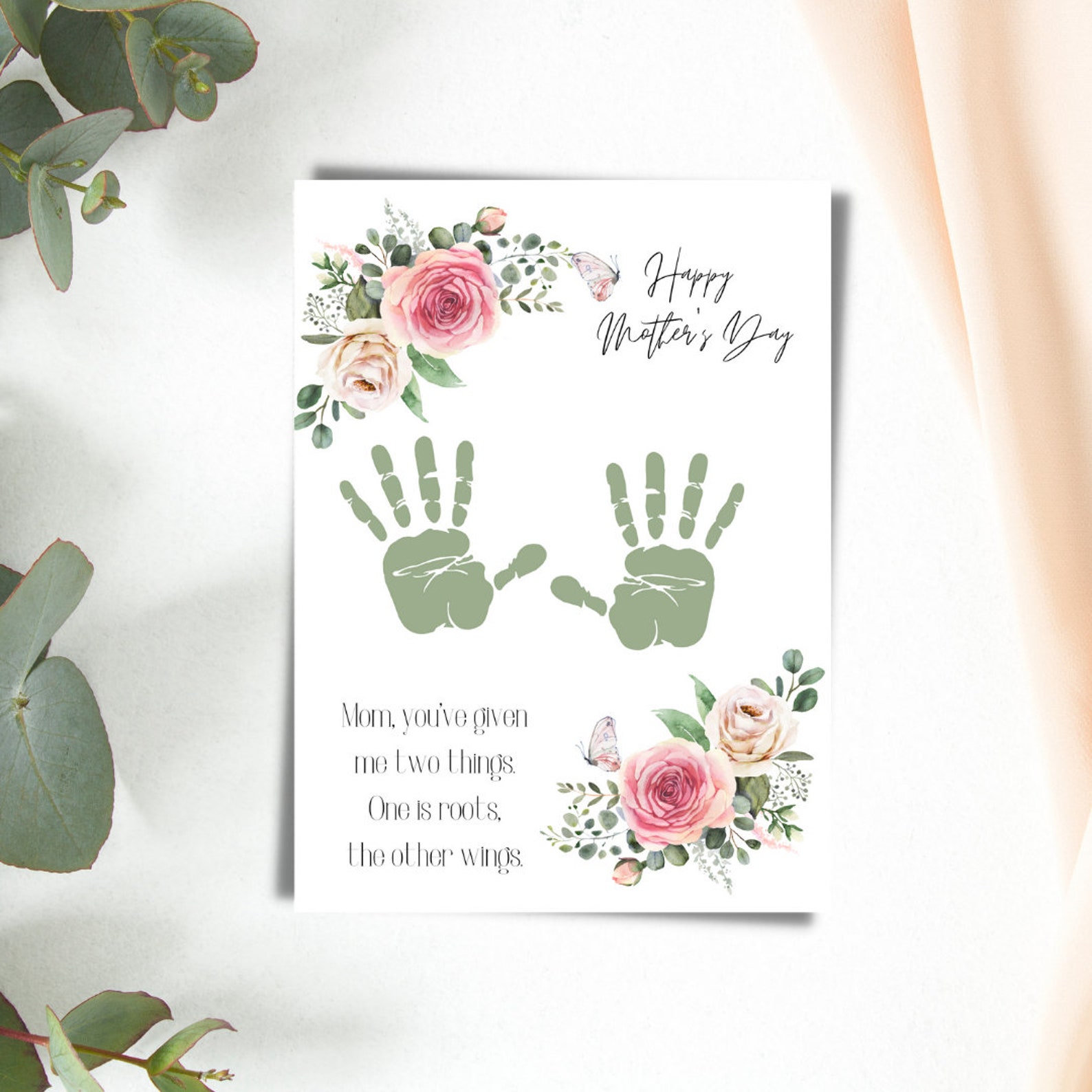 Mother's Day Poem Handprint Art, Flower Handprint Craft Art, Gift From ...