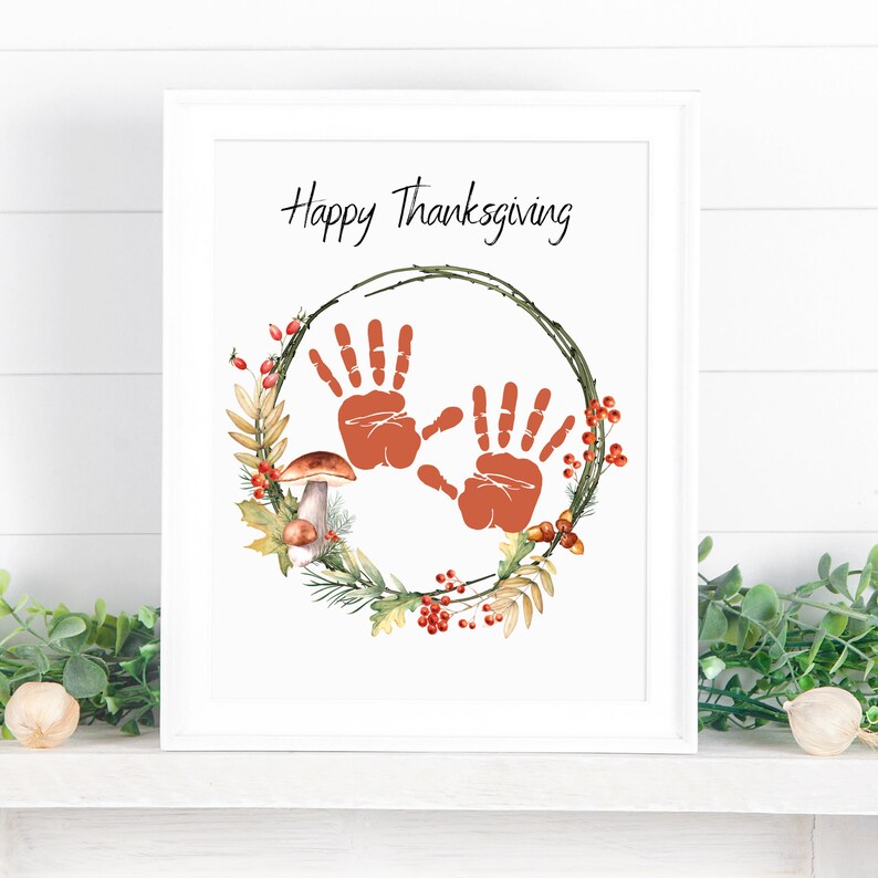 Fall Wreath Handprint First Fall Crafts Thanksgiving Art - Etsy