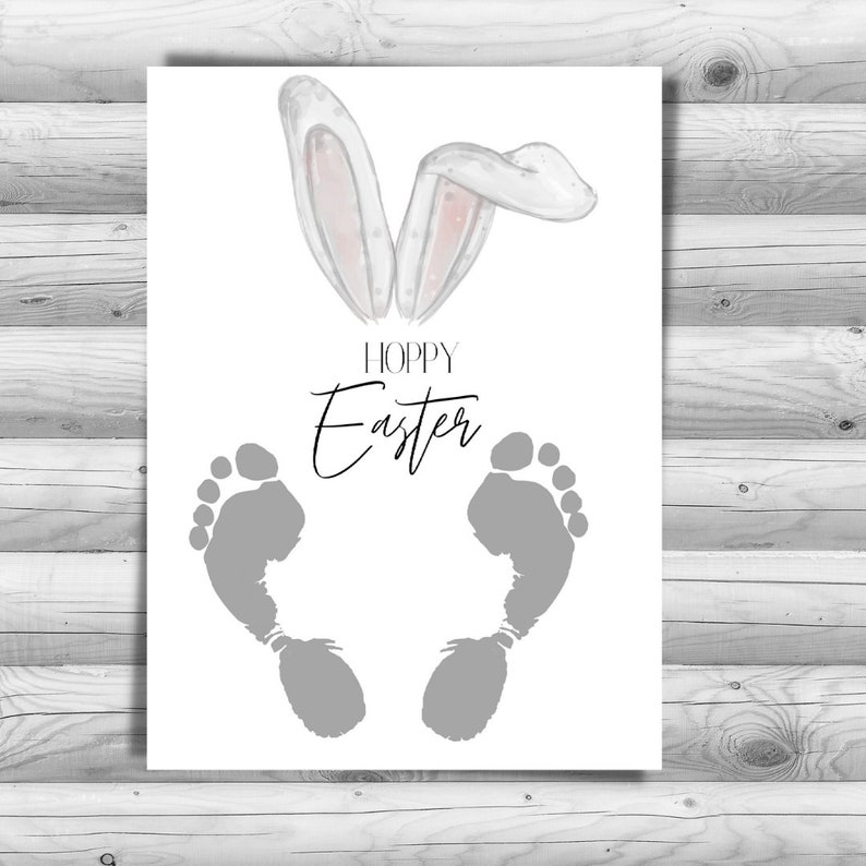 Hoppy Easter Footprint Easter Bunny Keepsake Printable Art - Etsy