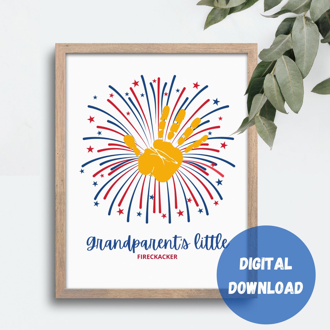 Firecracker Handprint Art, Grandparent's Little Firecracker, 4th July ...