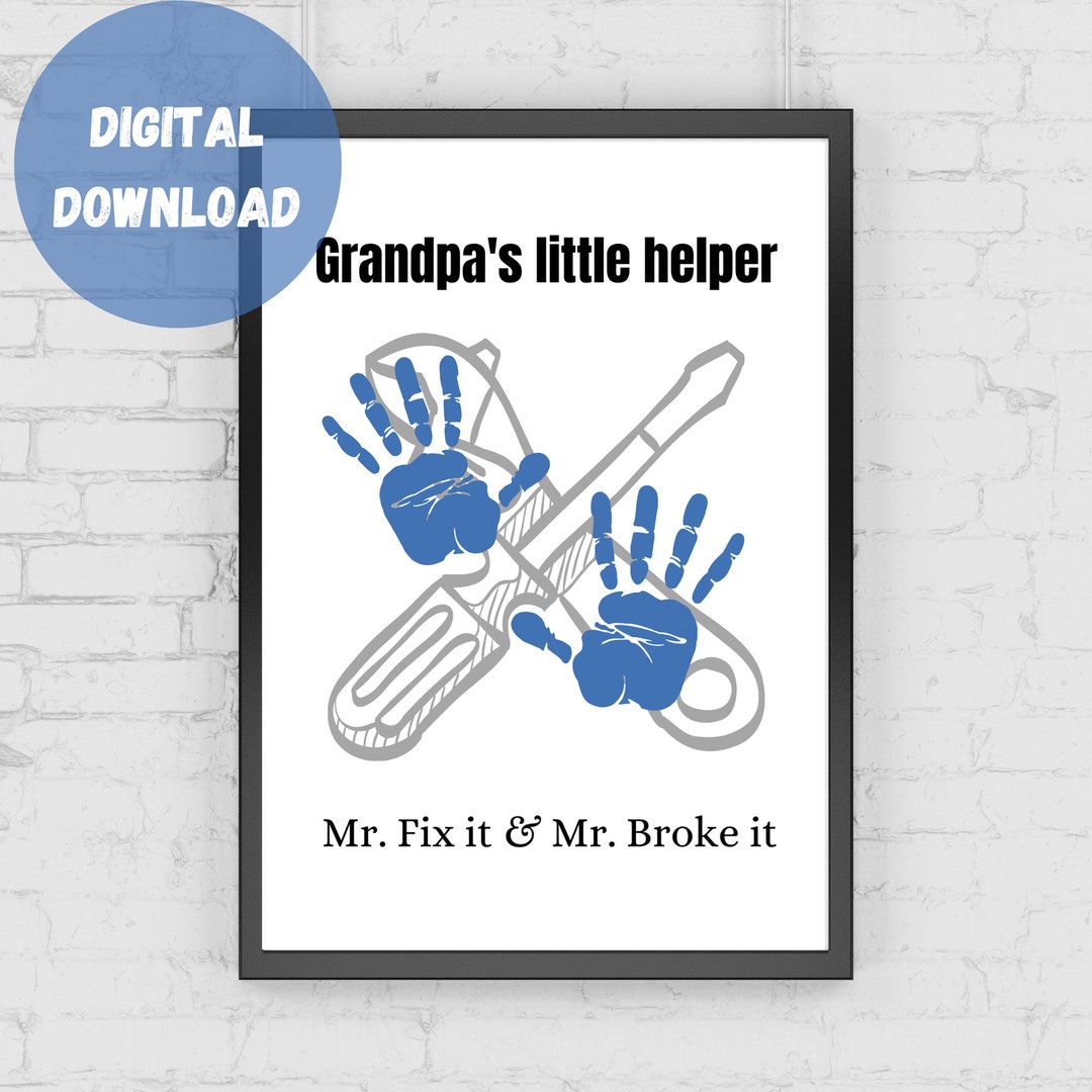 Grandpa's Little Helper Handprint Card, Grandpa Handprint Art Father's ...
