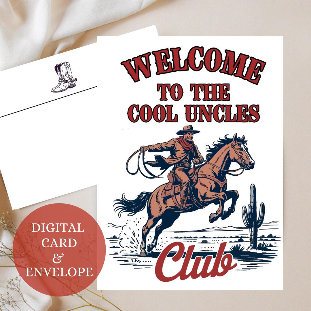 Cool Uncle Club Card, 1st Fathers Day Gift for Uncle, Cowboy Card ...
