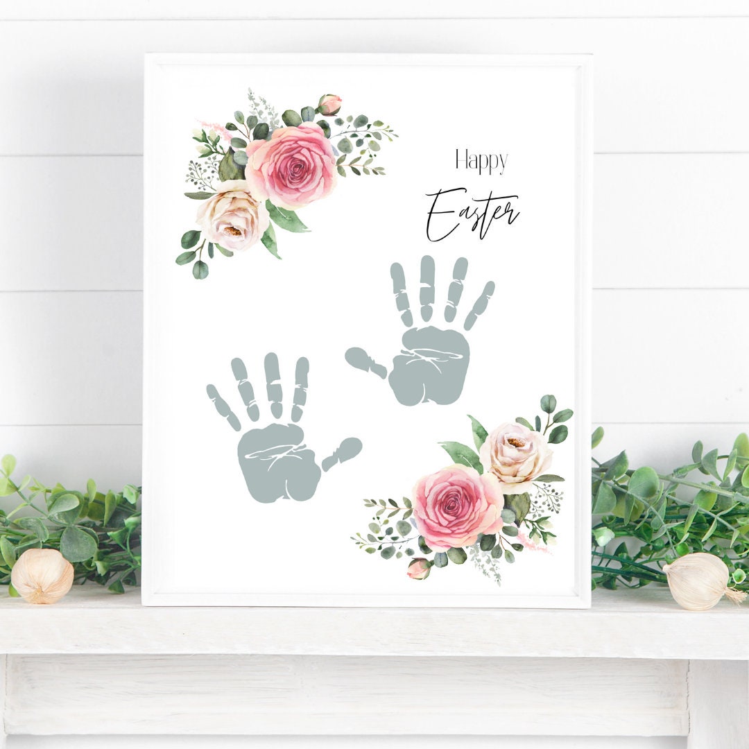 Happy Easter, Handprint Art Craft, Baby Footprint Art, Floral Art Craft ...