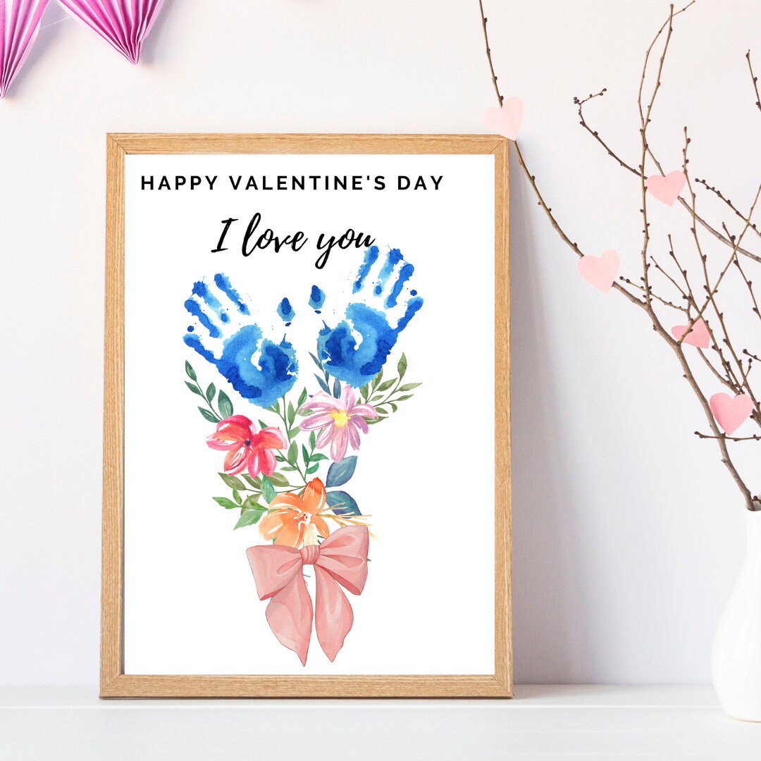 Valentine's Day Craft DIY Flower Handprint Craft Love | Etsy