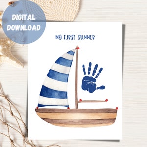 My 1st Summer Footprint Art, Boat Footprint Art, Summer Handprint Craft ...