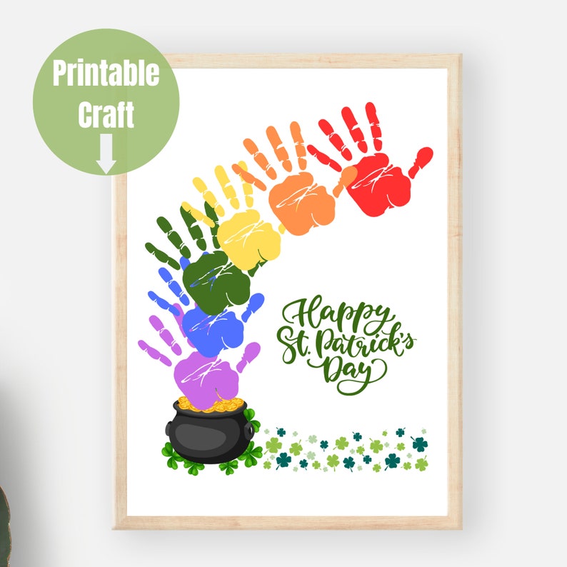 Rainbow Pot of Gold Handprint Art Craft, DIY St Patrick's Day Crafts ...