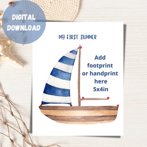My 1st Summer Footprint Art, Boat Footprint Art, Summer Handprint Craft ...