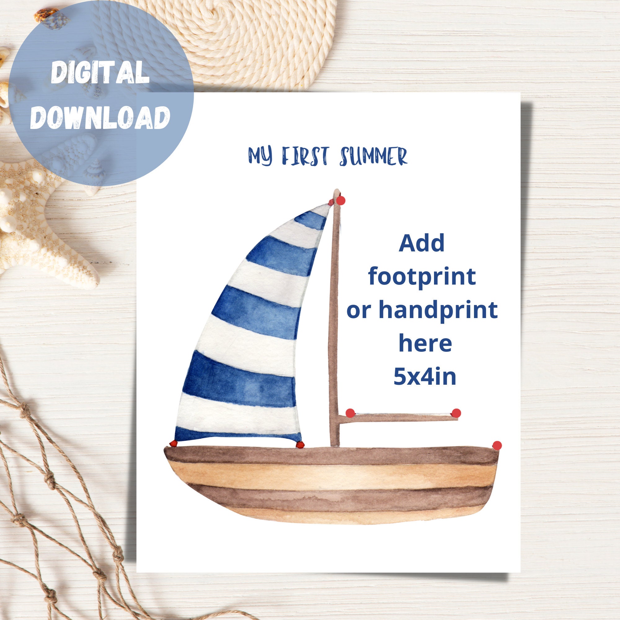 My 1st Summer Footprint Art, Boat Footprint Art, Summer Handprint Craft ...