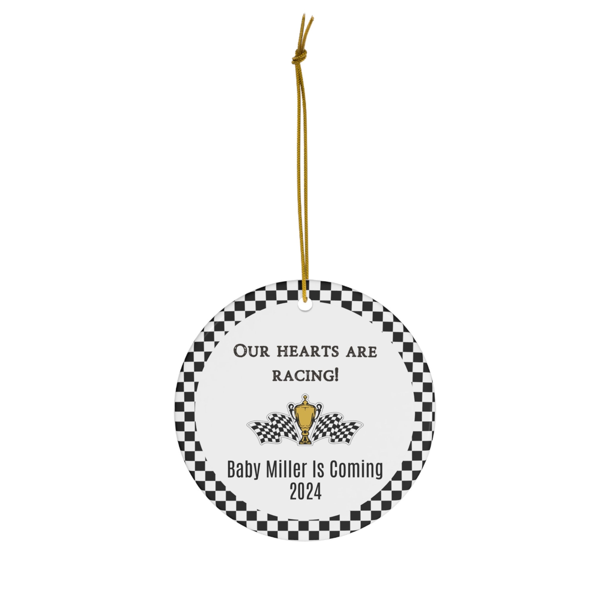 Custom Racing Pregnancy Announcement Ornament, Daddy's Little Racing ...