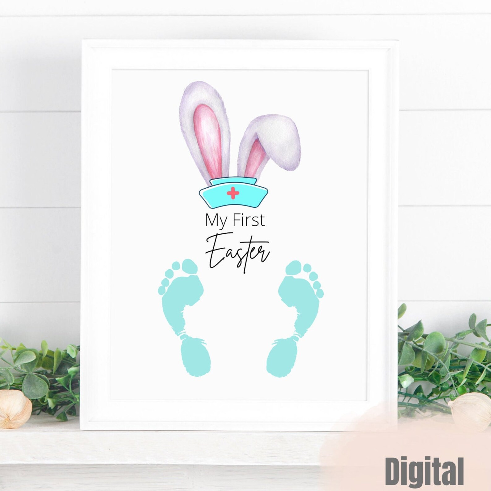 My First Easter Baby Nurse Footprint Art, Gift for Nurse Mom, Easter ...